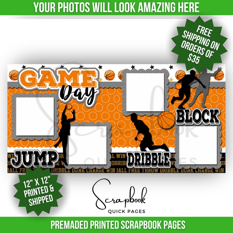 Basketball Scrapbook Layout Boy Sports Scrapbook Quick Pages Game Day ...