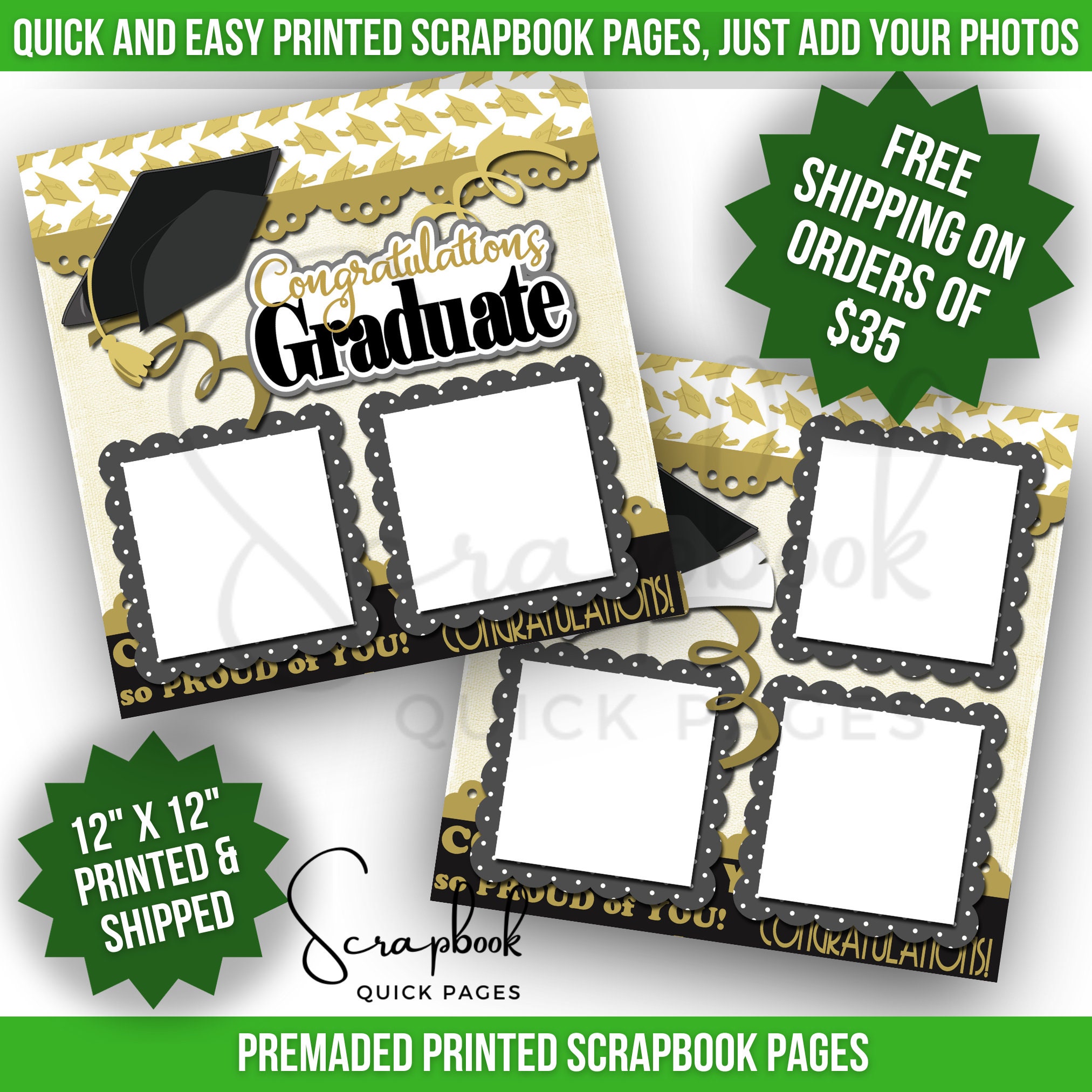 Graduation Scrapbook Pages Premade PRINTED High School Grad Scrapbook ...