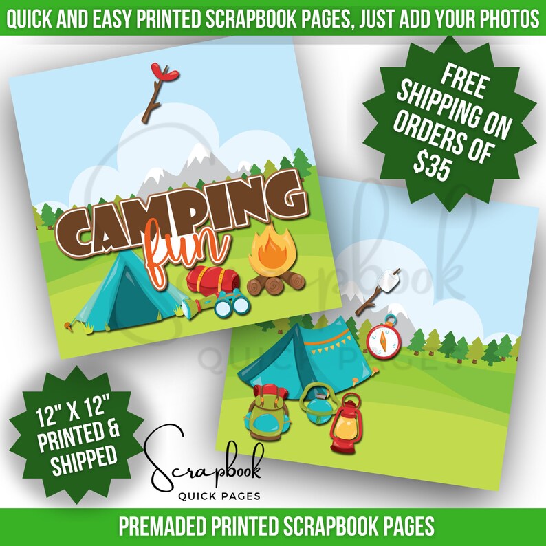 Camping Scrapbook Pages Premade PRINTED Summer Camp Scrapbook Quick ...