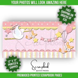 Baby Shower Girl Scrapbook Pages Premade Pink PRINTED Baby Girl ...