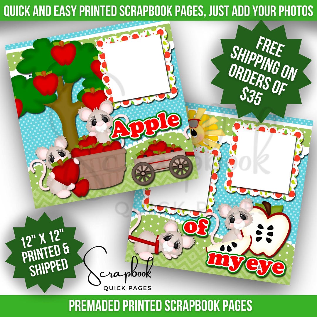 Apple Scrapbook Pages Premade PRINTED Fall Apple Picking Scrapbook ...