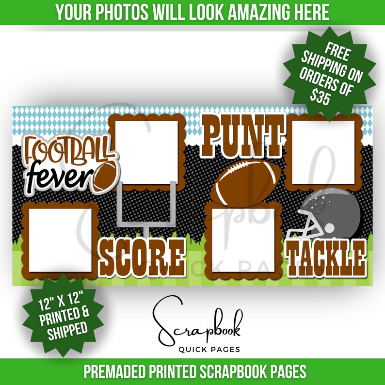 Football Scrapbook Pages Premade Sports Scrapbook Layout Premade ...
