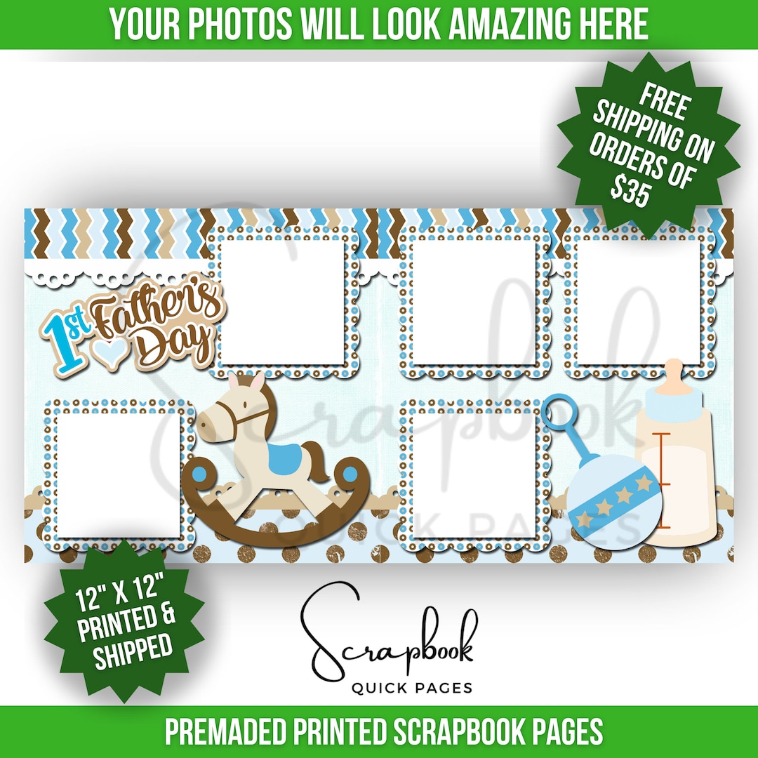 Father's Day Scrapbook Pages Premade Blue Baby Boy Scrapbook Layout ...