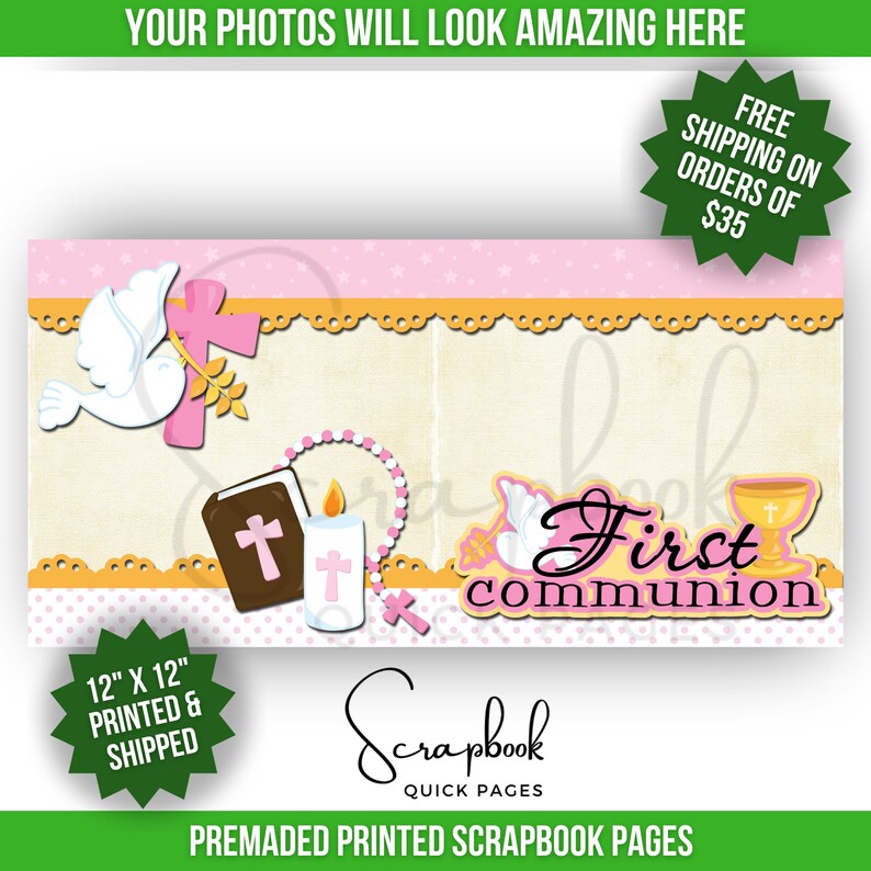 First Communion Scrapbook Pages Premade Boy Blue First Communion Girl ...