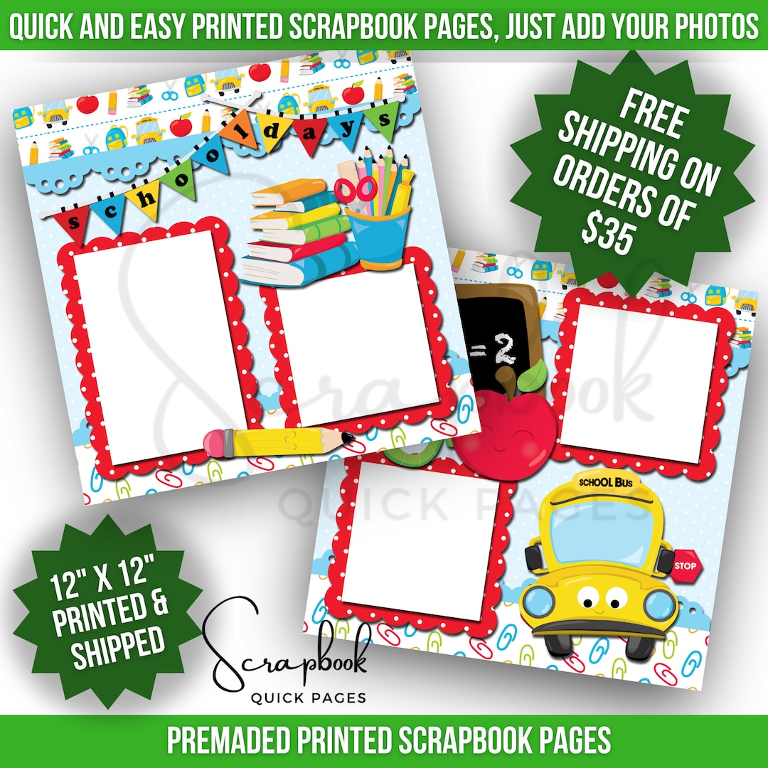 School Days Scrapbook Pages Premade PRINTED 12x12 Boy School Days ...