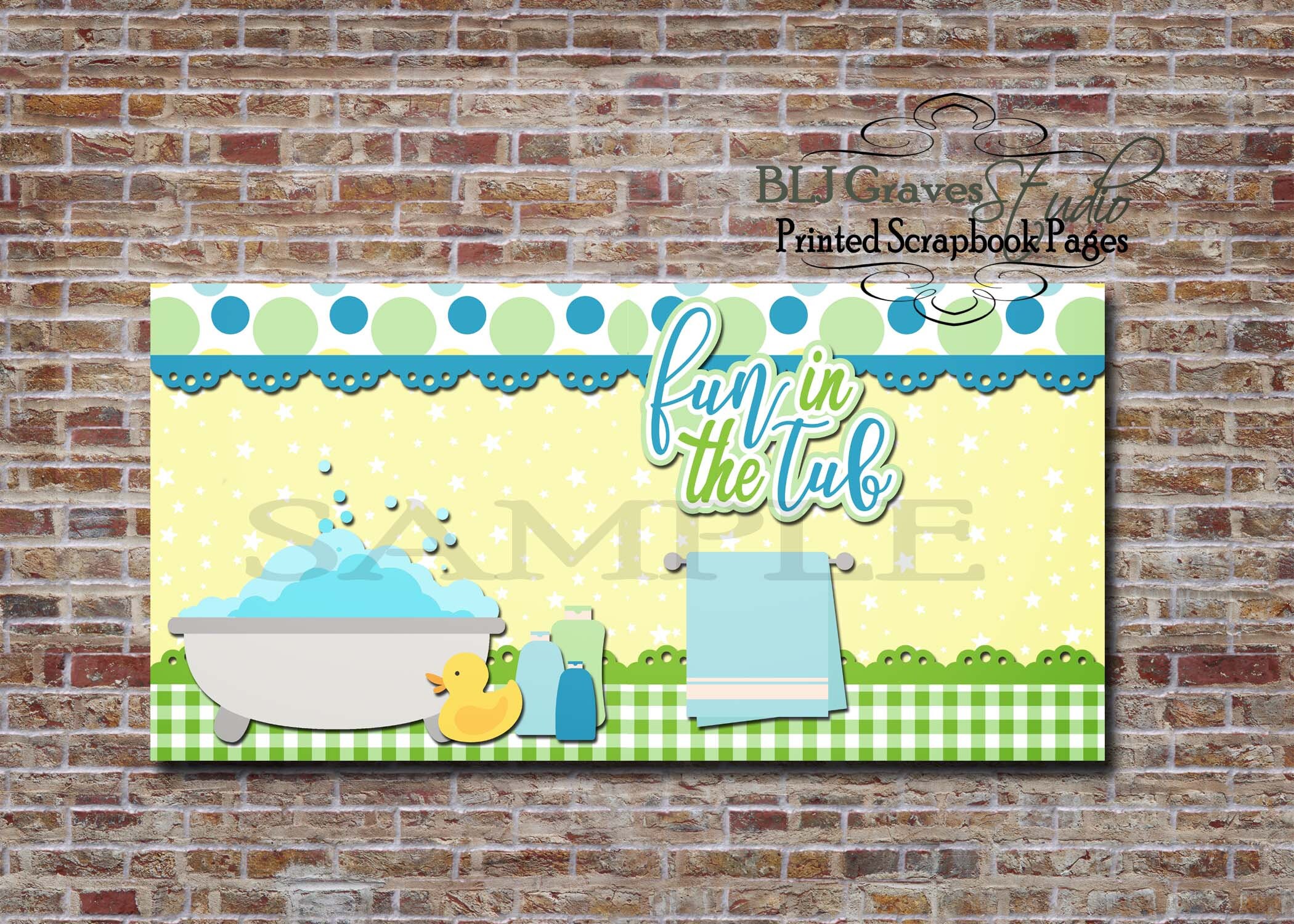 Bathtub Fun PRINTED Scrapbook Layout Bath Time Boy Scrapbook - Etsy