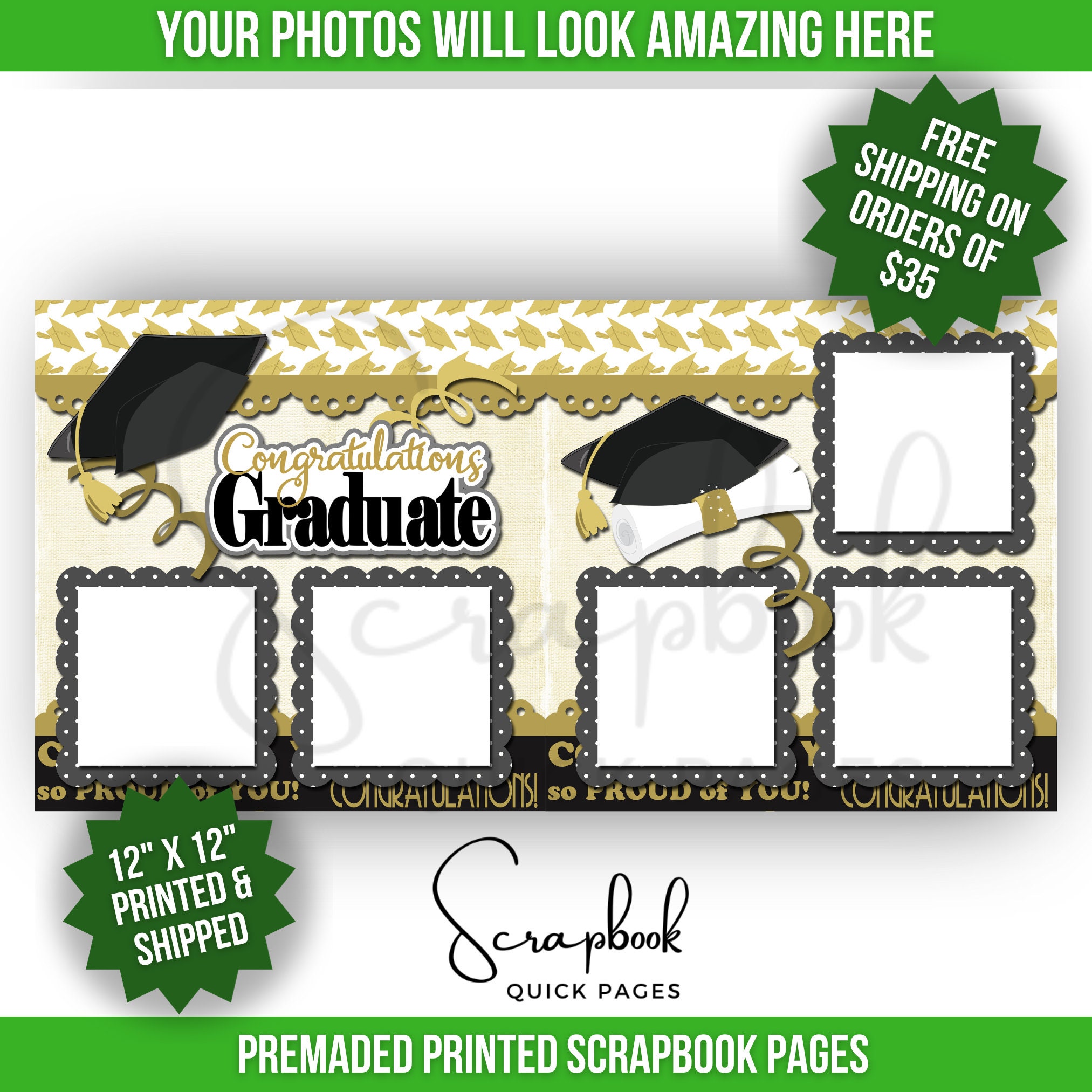 Graduation Scrapbook Pages Premade PRINTED High School Grad Scrapbook ...