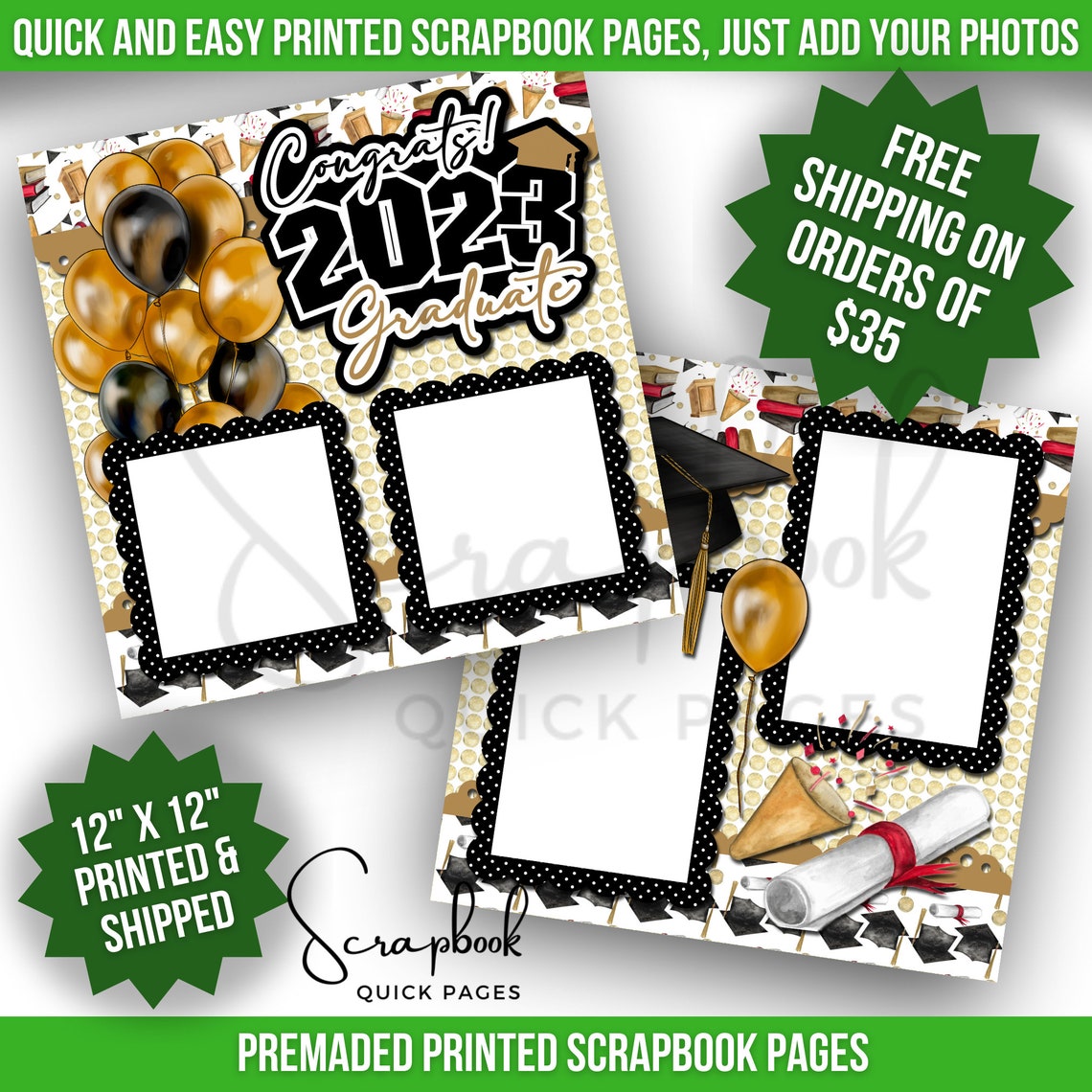 College Graduation Scrapbook Page Premade High School Graduation ...