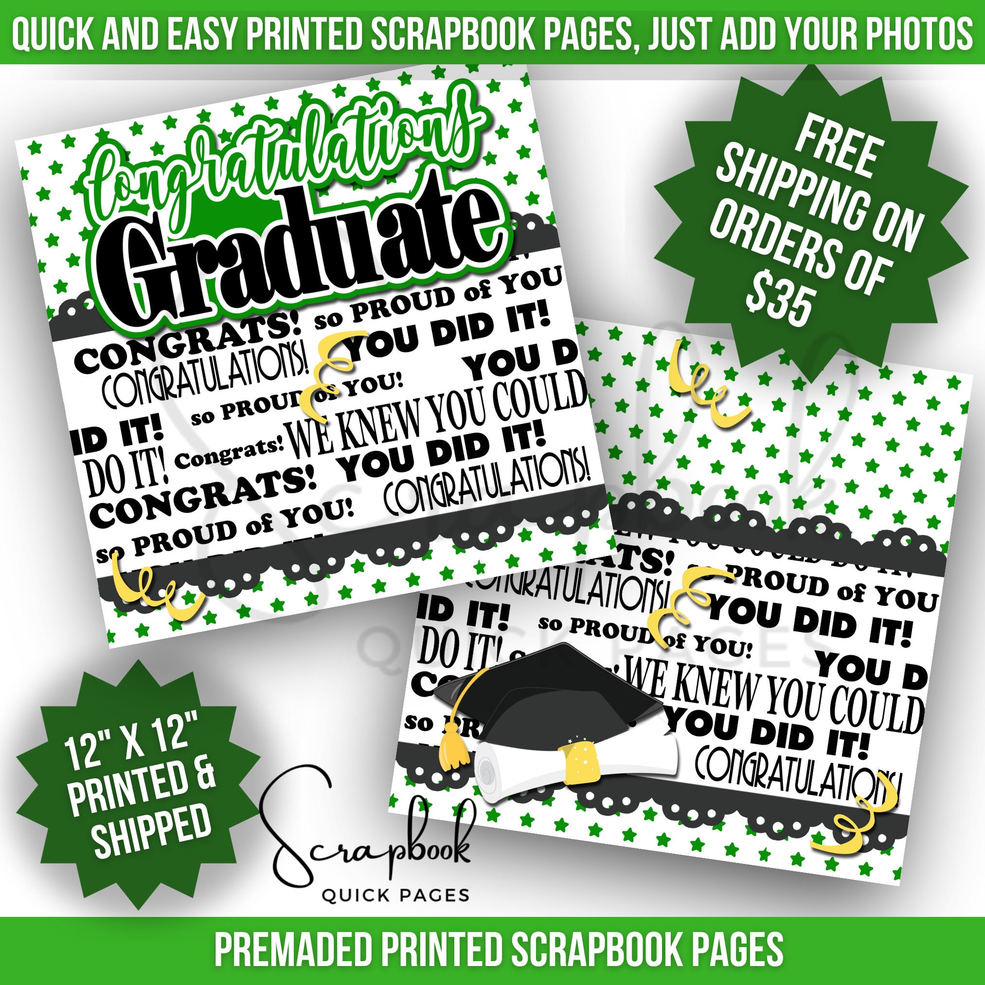 Graduation Scrapbook Page Premade PRINTED 12x12 High School Grad ...