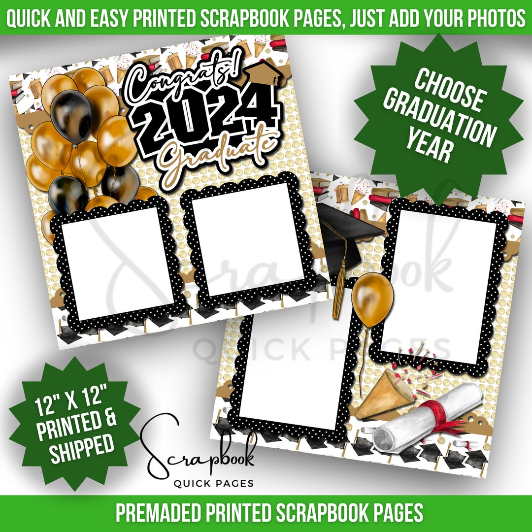 College Graduation Scrapbook Page Premade High School Graduation ...