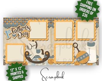 Dad Scrapbook Page Premade PRINTED 1st Father's Day Scrapbook Quick ...