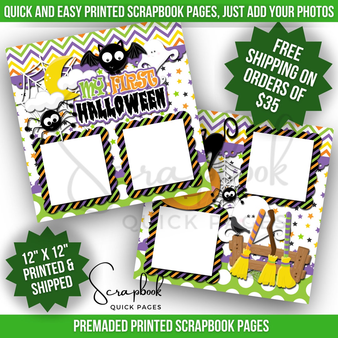 Baby First Halloween Scrapbook Layout Premade PRINTED Baby Scrapbook ...
