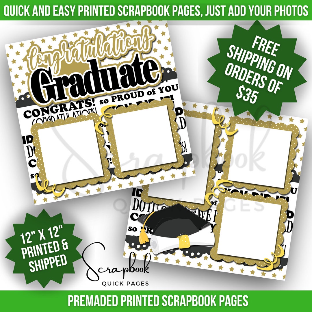Graduation Scrapbook Page Premade PRINTED High School Graduation ...