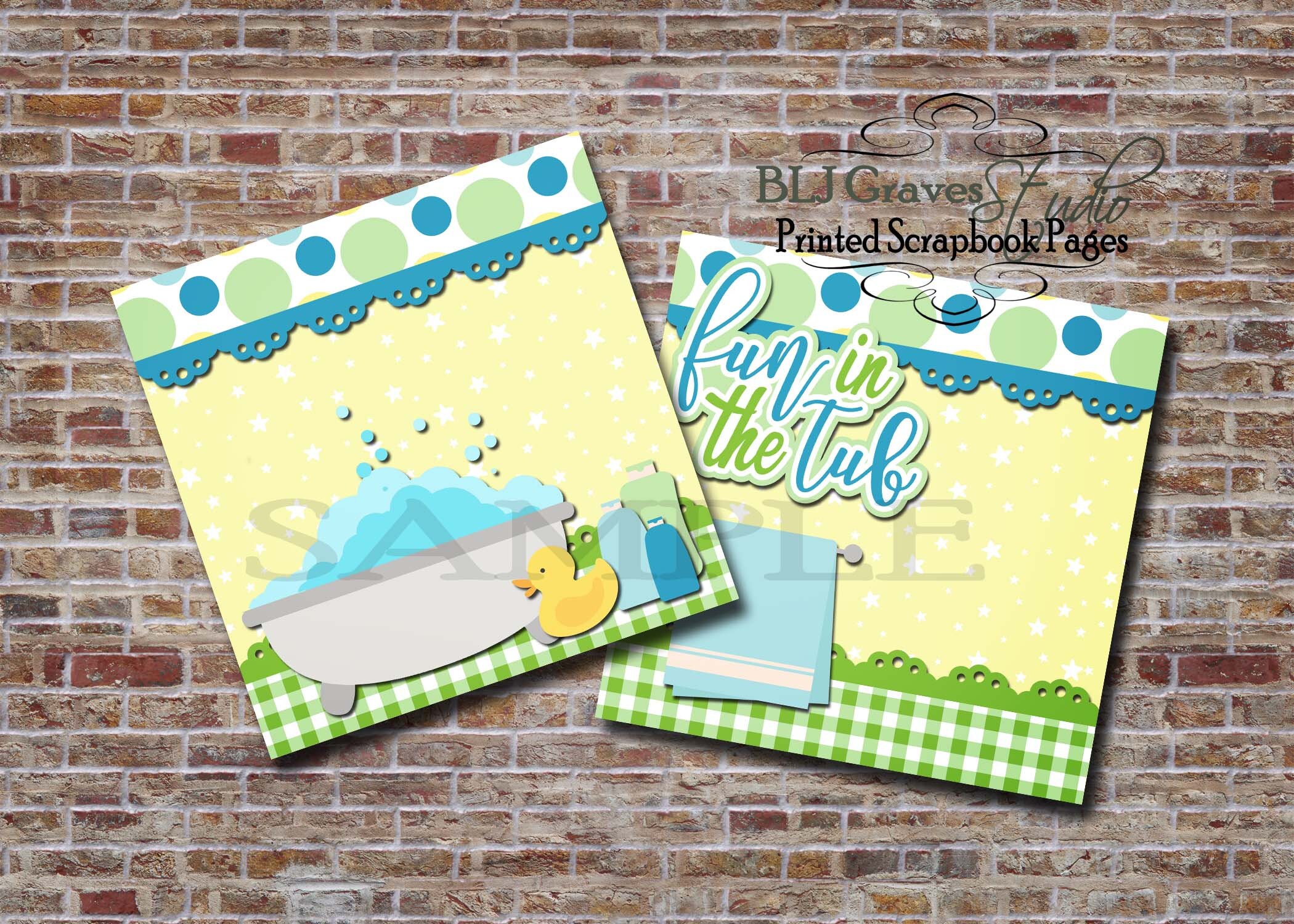 Bathtub Fun PRINTED Scrapbook Layout Bath Time Boy Scrapbook - Etsy