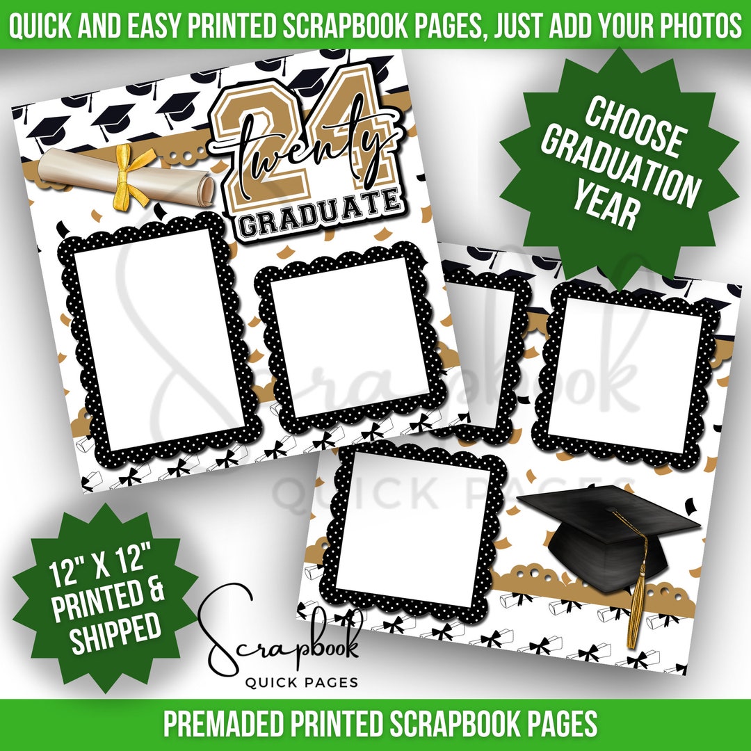 Gold Graduation Scrapbook Page Premade High School Graduation Scrapbook ...