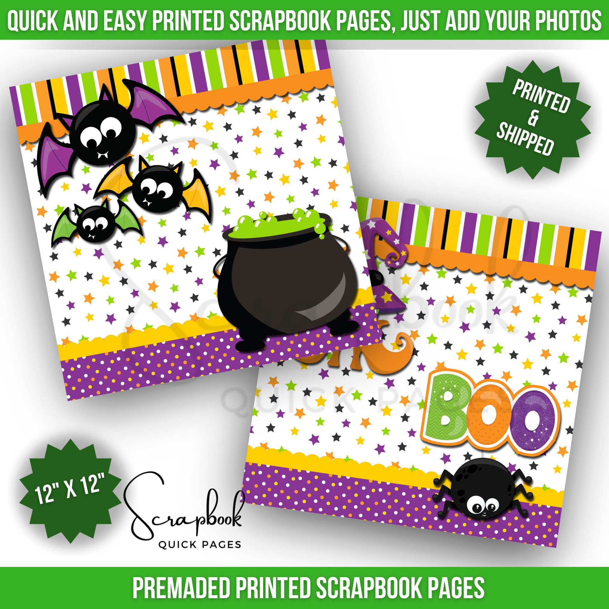 Halloween Scrapbook Page Premade PRINTED Halloween Witch 12x12 - Etsy