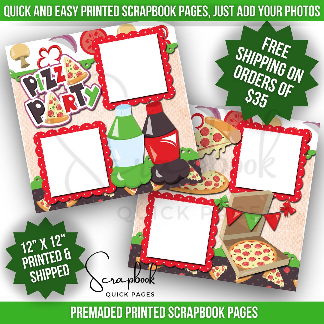 Pizza Party Scrapbook Page Premade PRINTED 12x12 Birthday Party ...