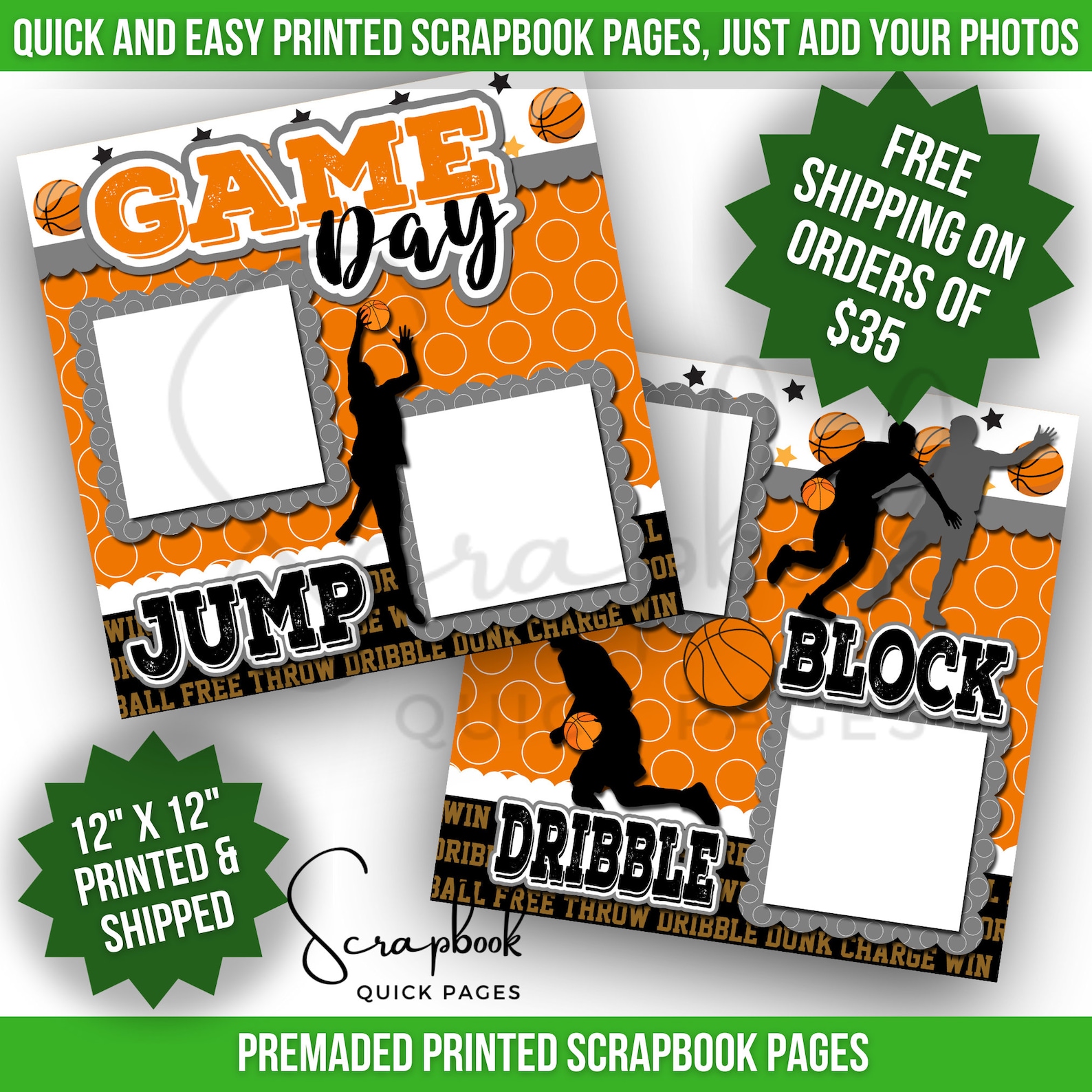 Basketball Scrapbook Layout Boy Sports Scrapbook Quick Pages Game Day ...