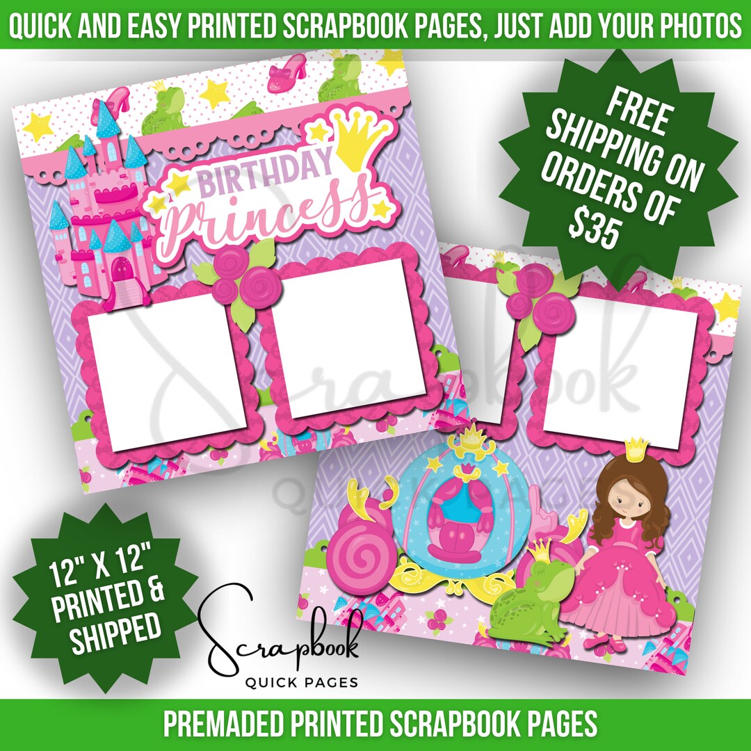 Birthday Princess Scrapbook Pages Premade PRINTED Birthday Girl ...