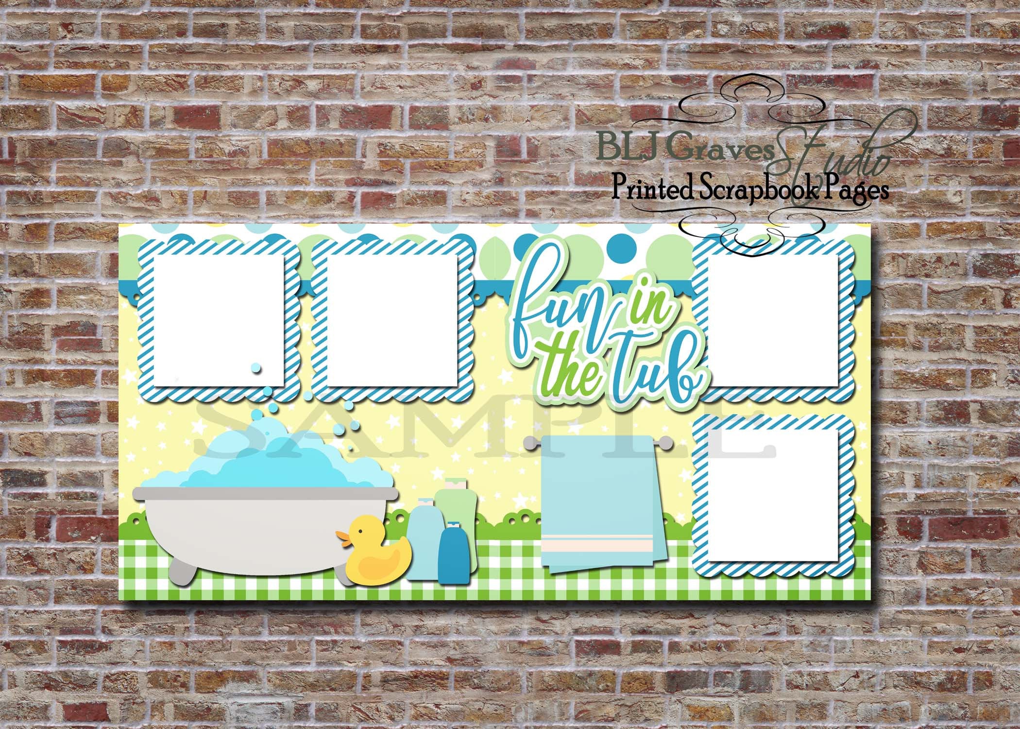 Bathtub Fun PRINTED Scrapbook Layout Bath Time Boy Scrapbook - Etsy