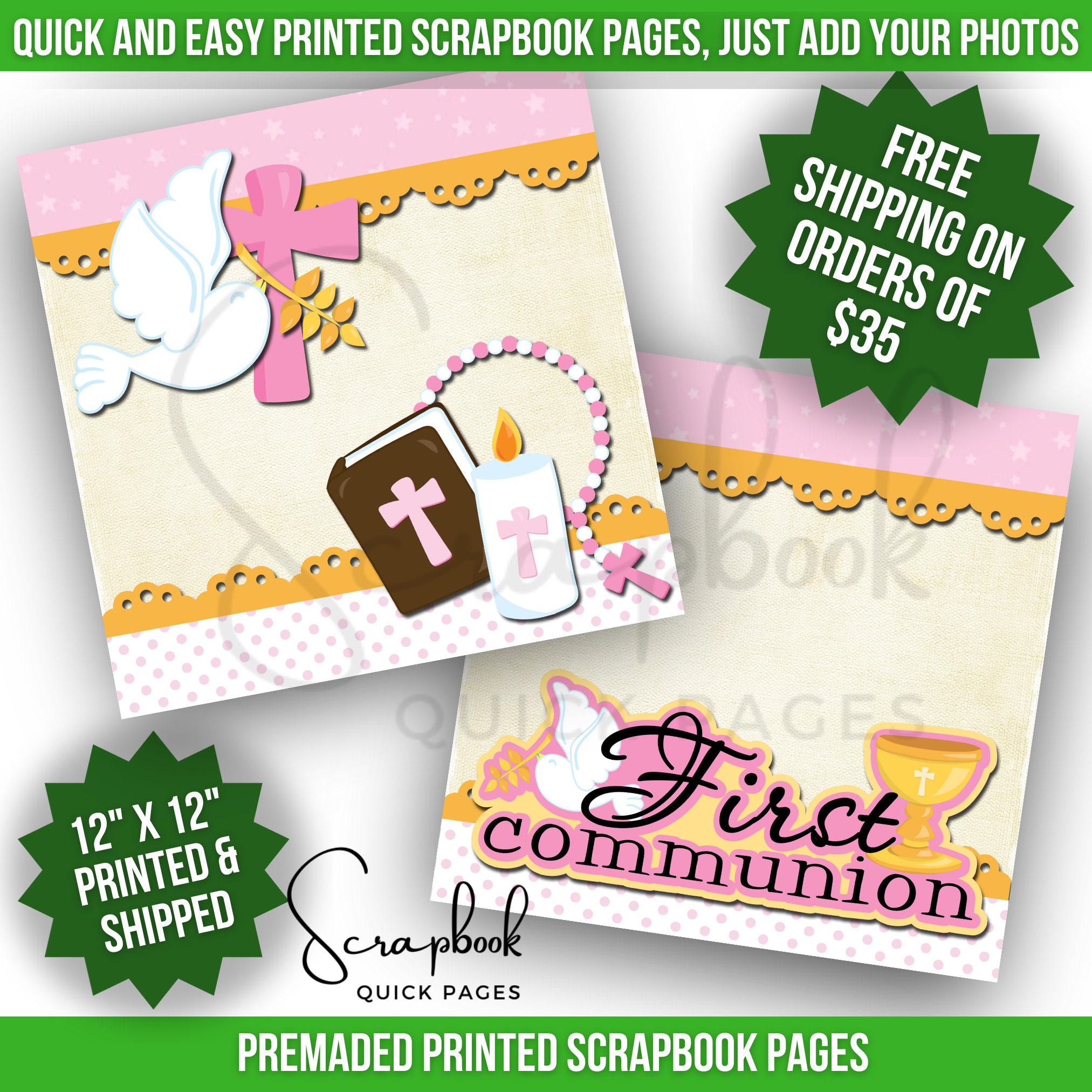 First Communion Scrapbook Pages Premade PRINTED Boy Communion Scrapbook ...