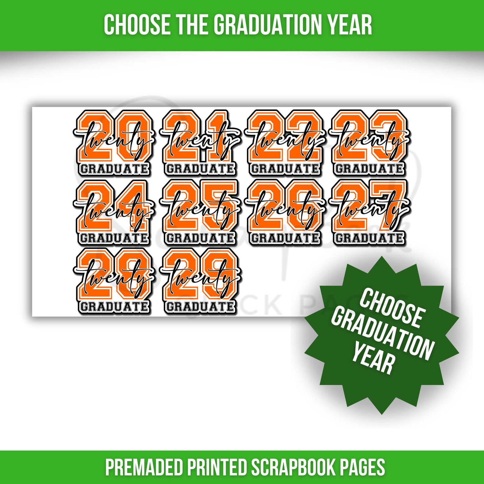 Orange Graduation Scrapbook Layout Premade High School Grad Scrapbook ...
