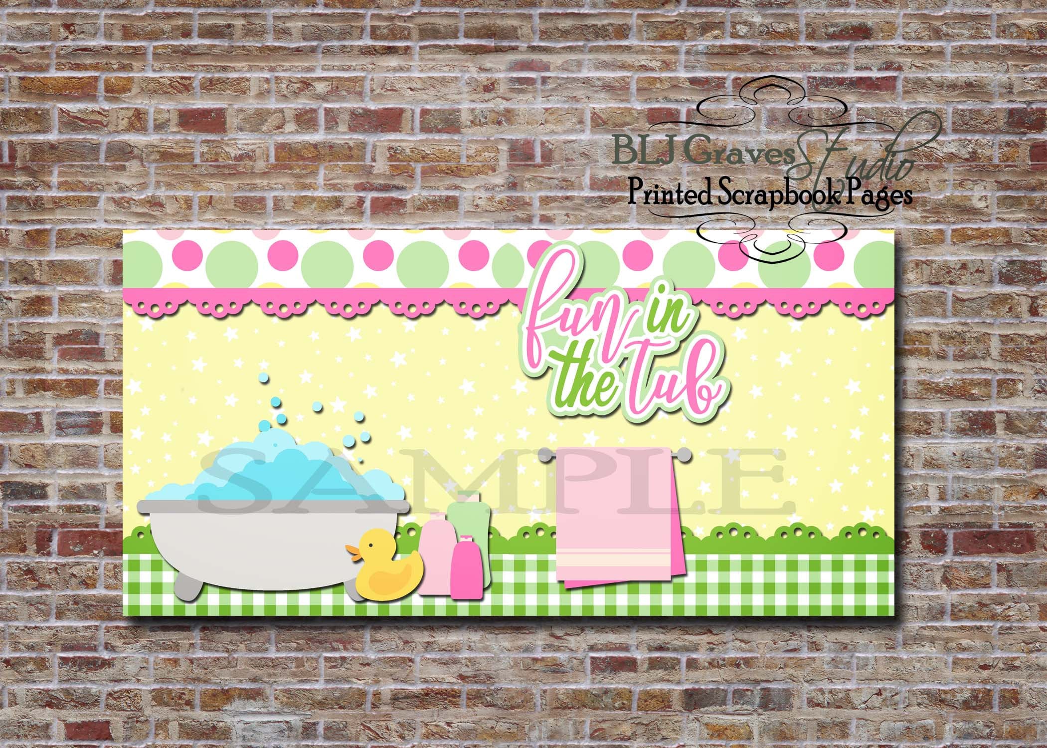 Bath Time Scrapbook Layout Fun in the Tub PRINTED Scrapbook - Etsy