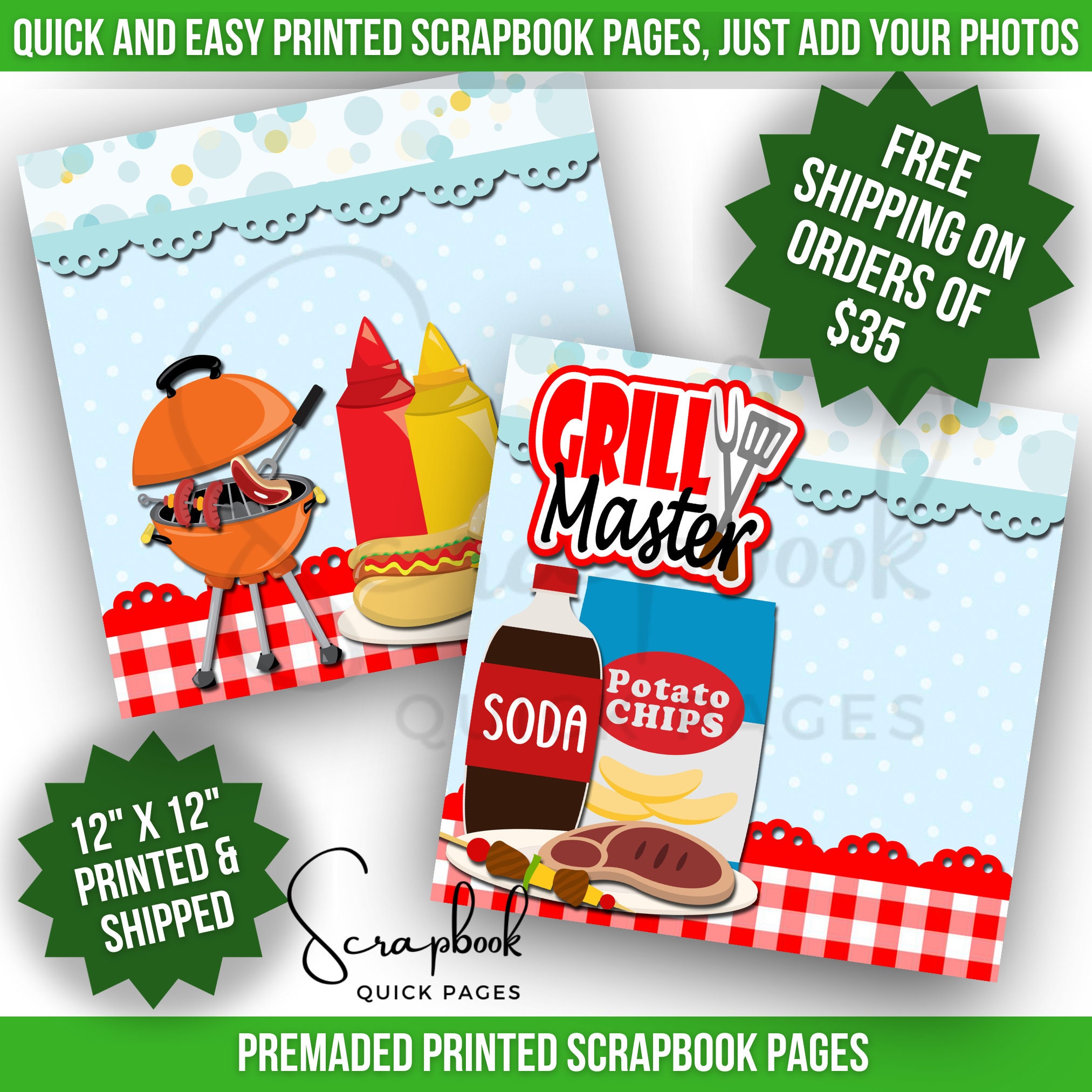 Summer Cookout Scrapbook Layout PRINTED 12x12 Premade Grill Master ...