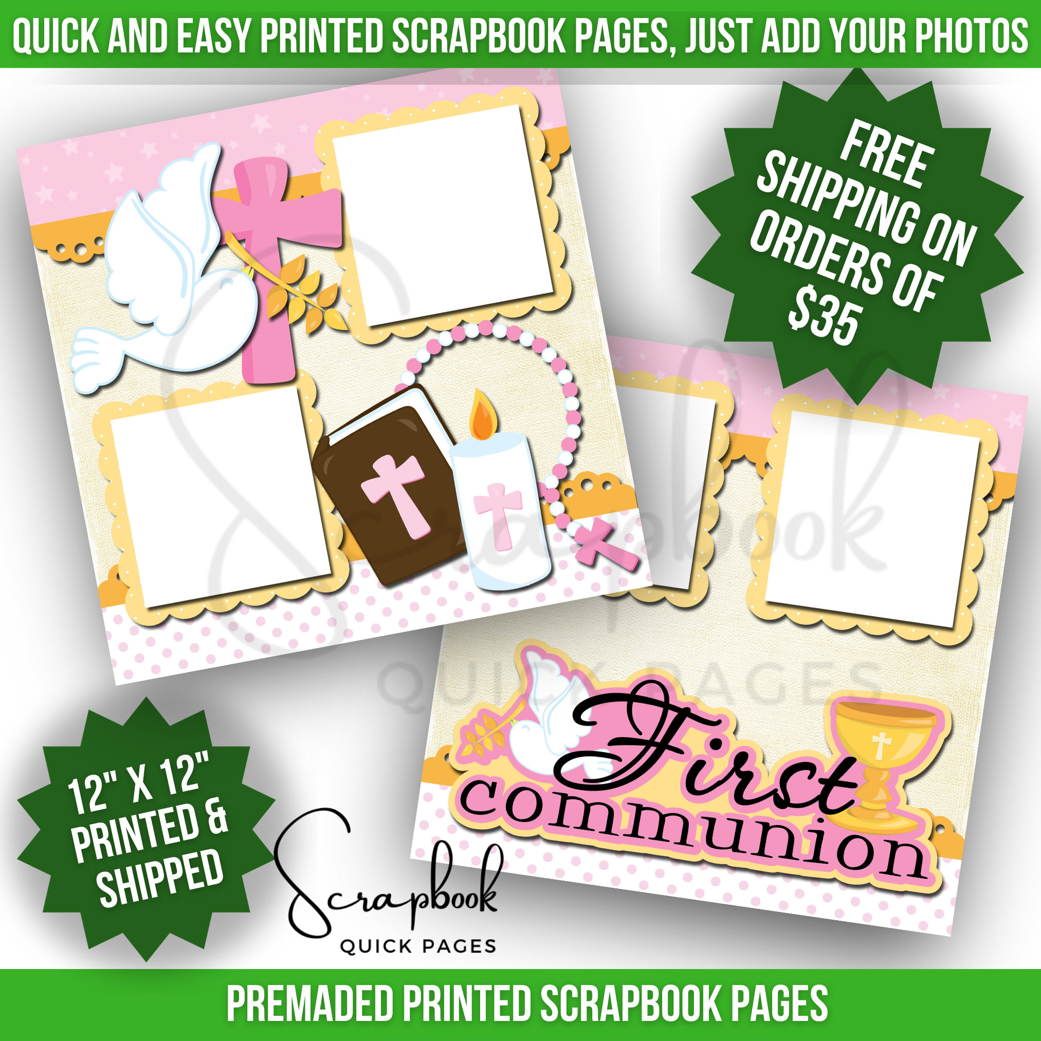 First Communion Scrapbook Pages Premade Boy Blue First Communion Girl ...