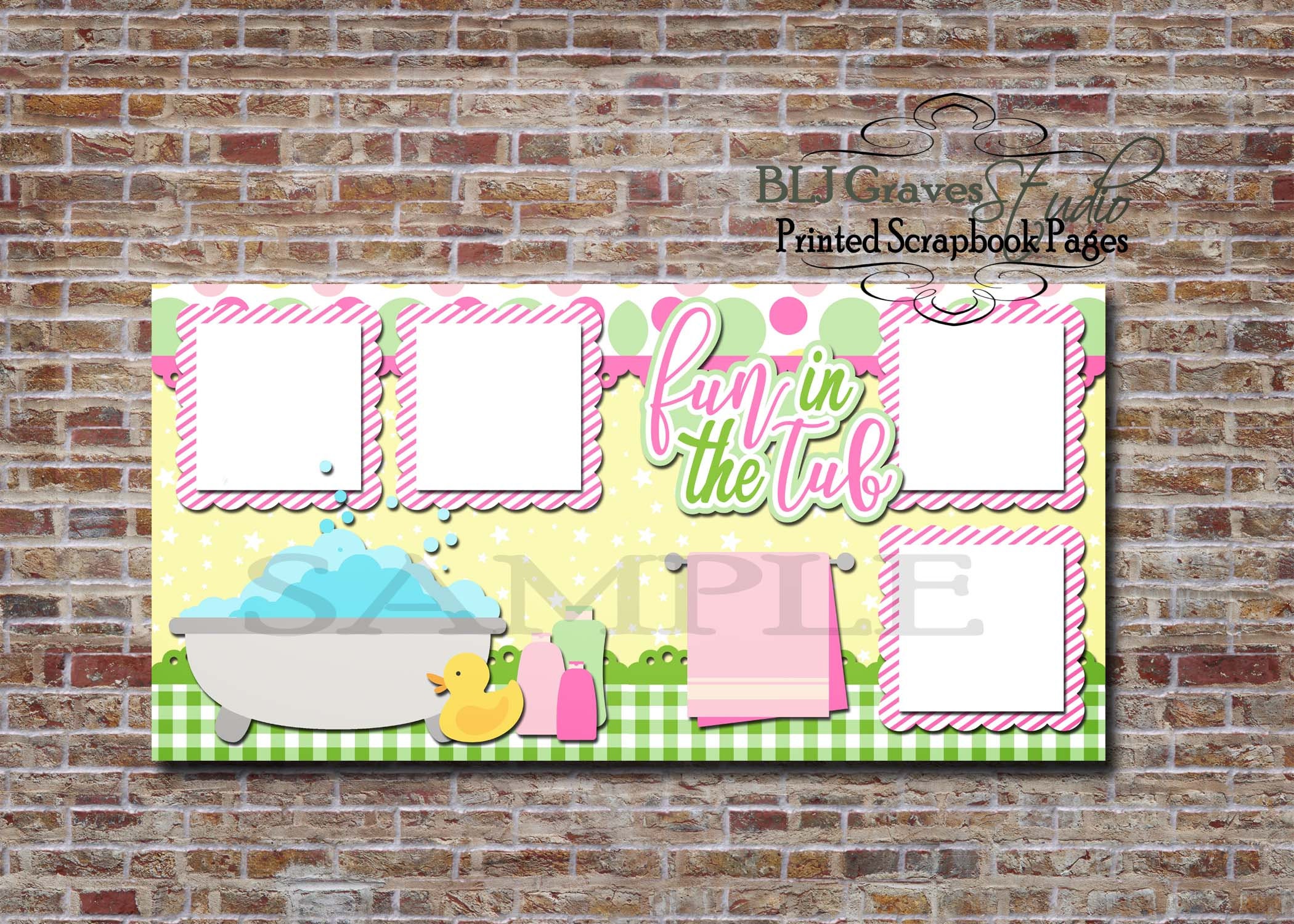 Bath Time Scrapbook Layout Fun in the Tub PRINTED Scrapbook - Etsy