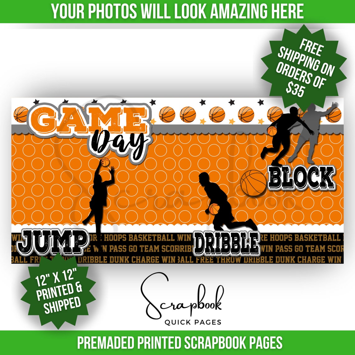 Basketball Scrapbook Layout Boy Sports Scrapbook Quick Pages Game Day ...
