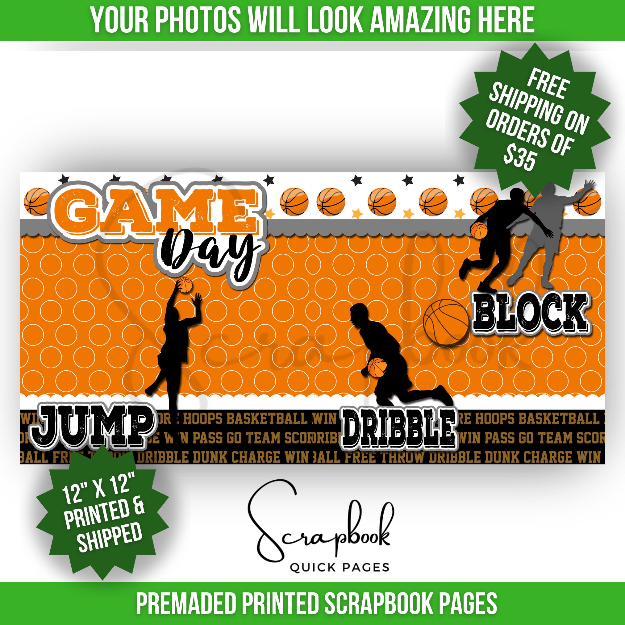 Basketball Scrapbook Layout Boy Sports Scrapbook Quick Pages Game Day ...