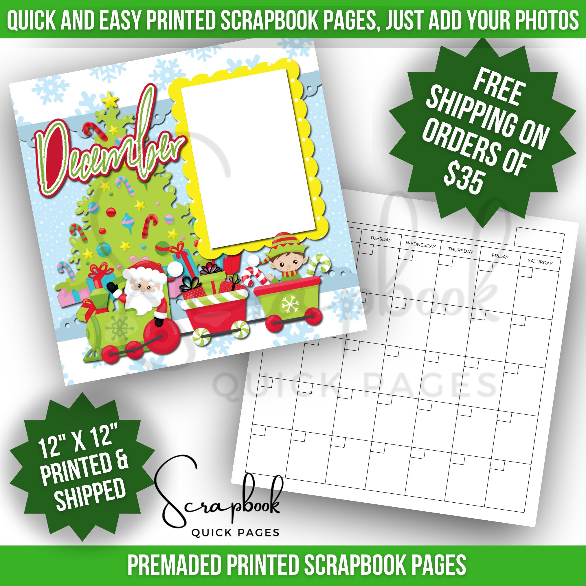 December Calendar Scrapbook Layout Santa Scrapbook Quick Pages ...
