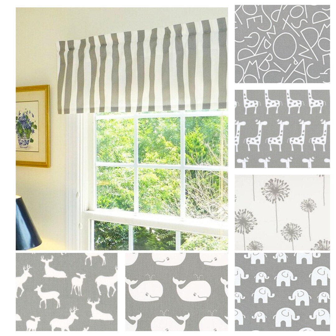 Gray Window Valance – Modern Kitchen Curtain, Custom Window Treatment ...