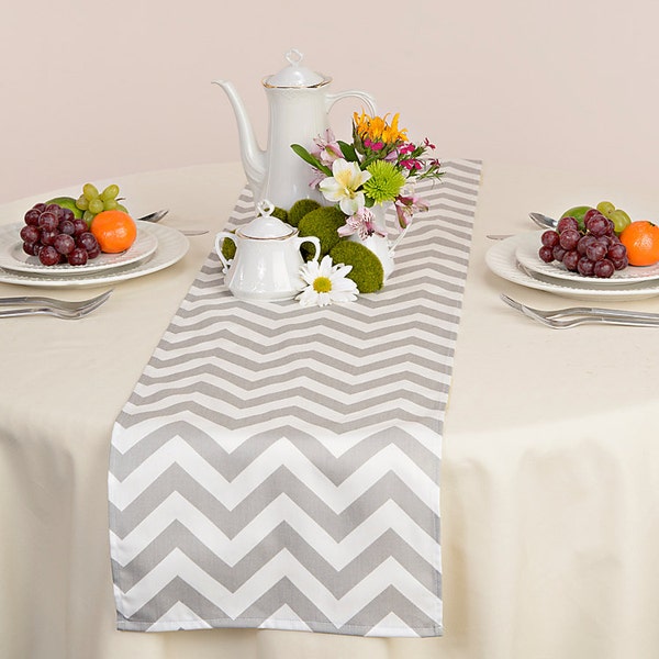 Gray Chevron Table Runner - Etsy