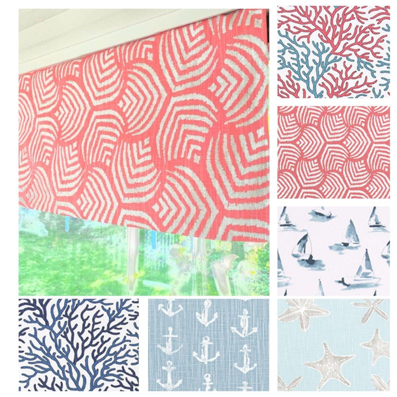 Coastal Island Sea Horses Valance – Custom Ocean Window Curtain for ...