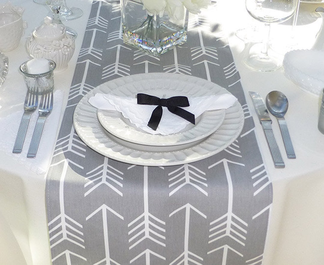 Elegant Gray Arrow Table Runner for Weddings and Home Decor - Etsy