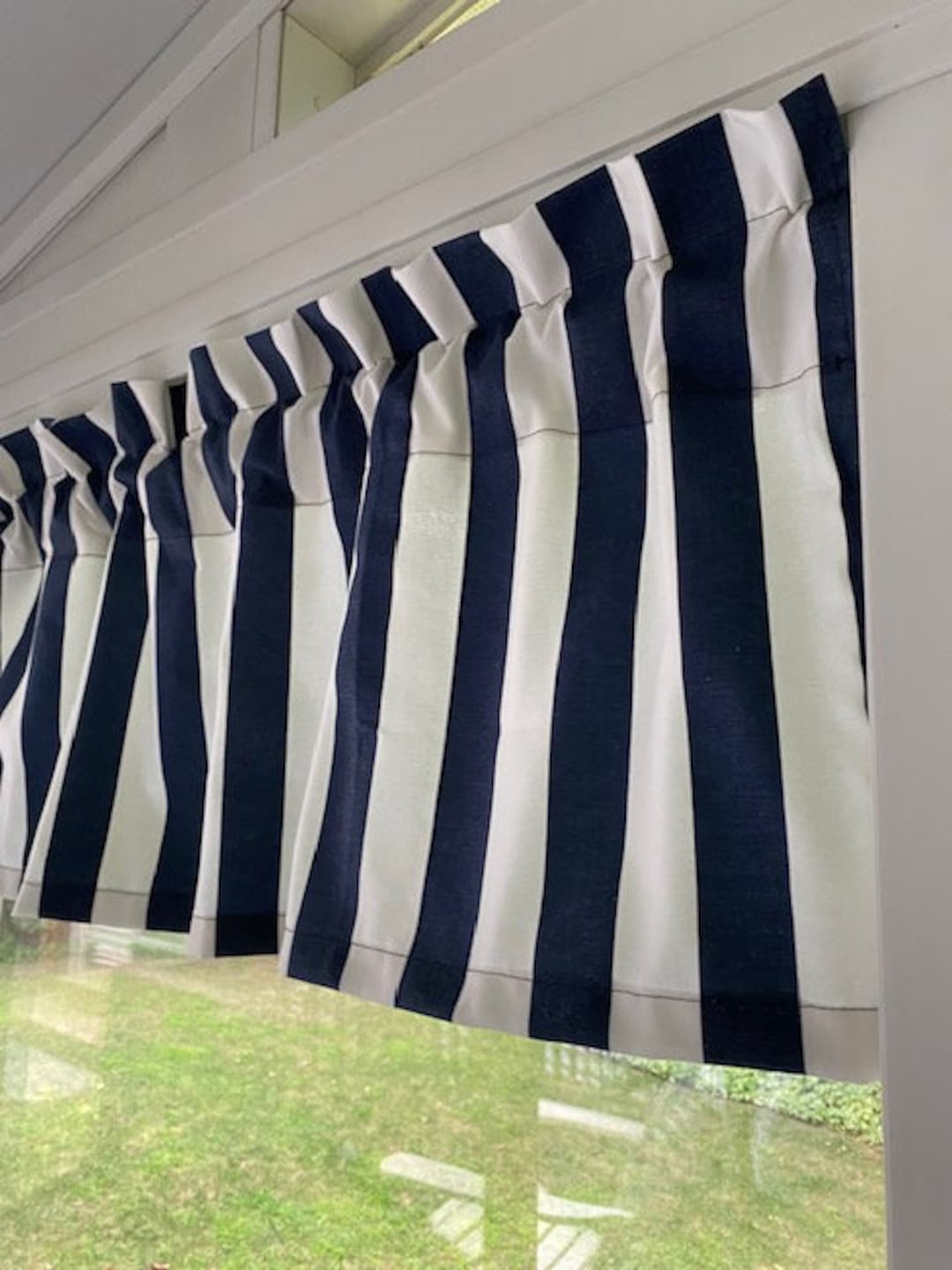 Nautical Striped Navy Valance Curtain 50x14 for Modern Home Decor - Etsy