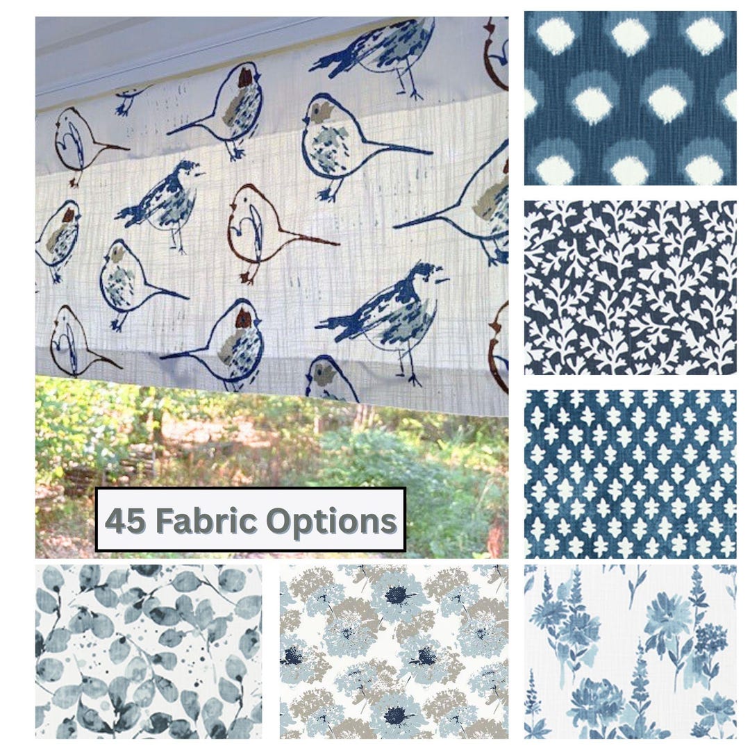 Blue Bird Window Valance: Nature Inspired Farmhouse Kitchen Curtain - Etsy