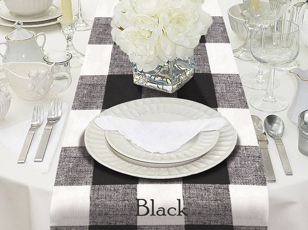 Black and White Buffalo Check Table Runner Farmhouse Chic Decor for ...