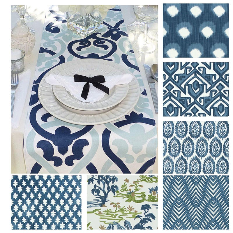 Blue Table Runner - Etsy