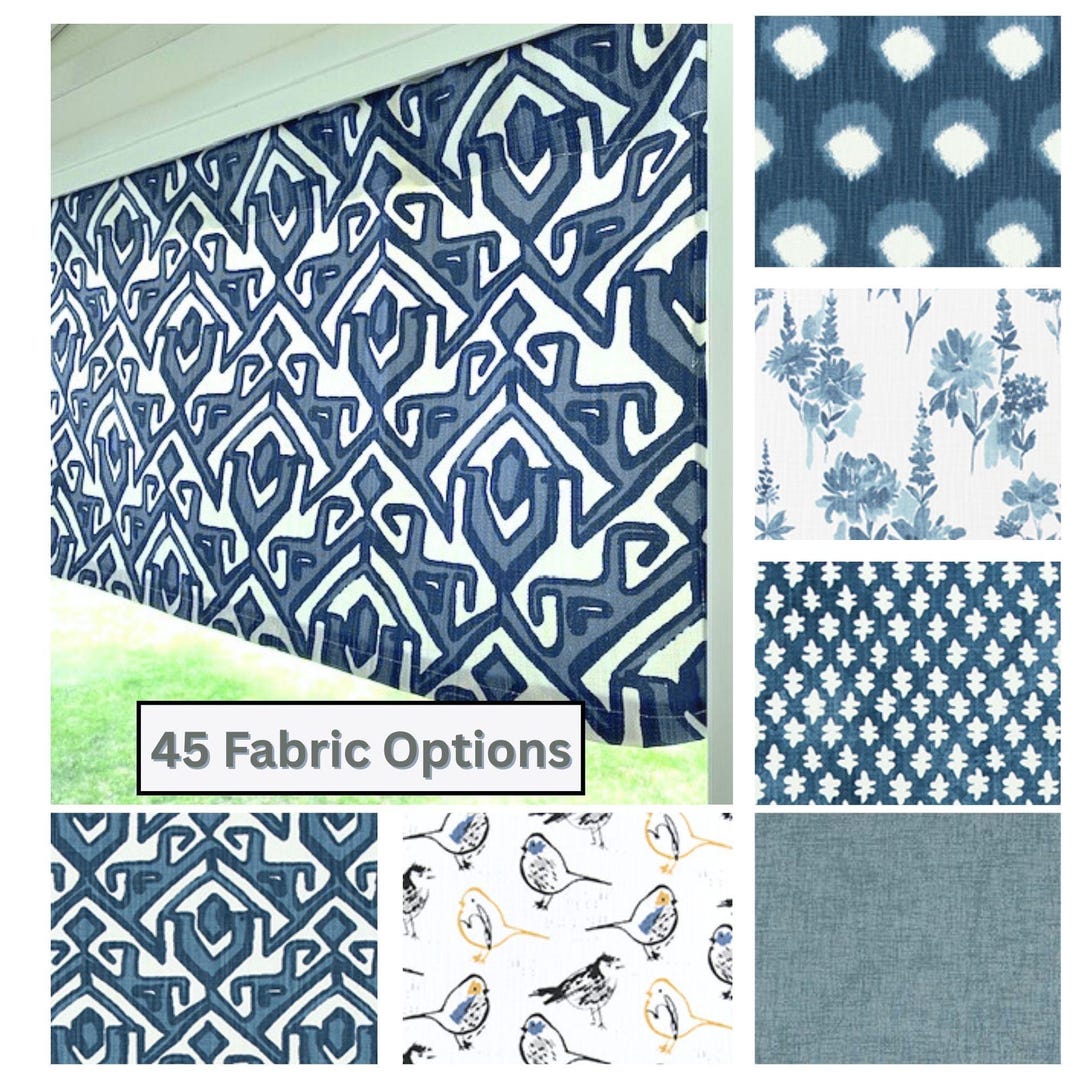 Blue Window Valance – Farmhouse Kitchen Curtain, Cottage Style Window ...
