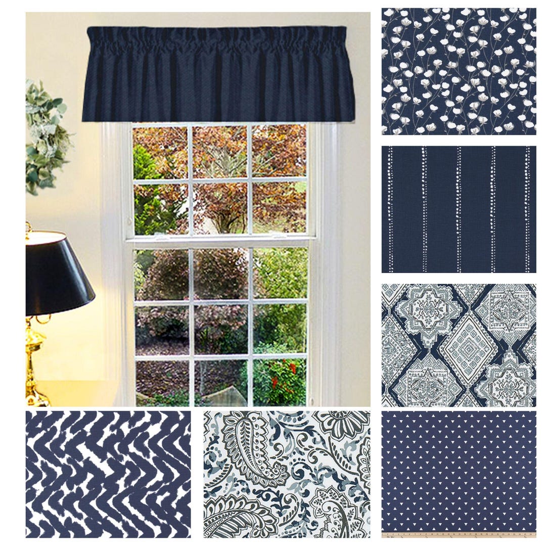 Custom Indigo Blue Valance – Made-to-order Window Treatments for ...