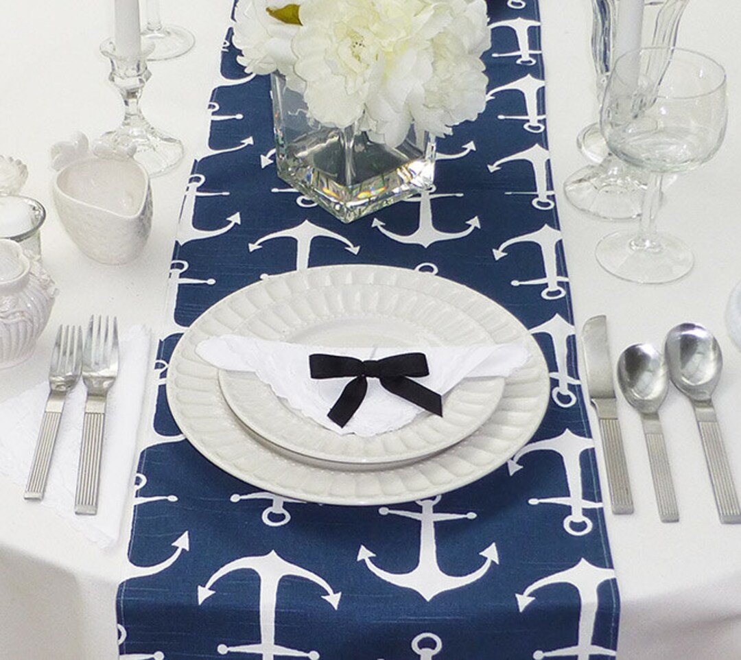 Navy Anchor Table Runner for Coastal Decor and Special Occasions - Etsy