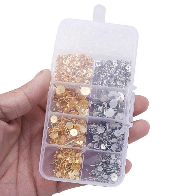 DIY Earring Making Kit: 1060pcs Studs, Pins, Ear Backs & Box - Etsy