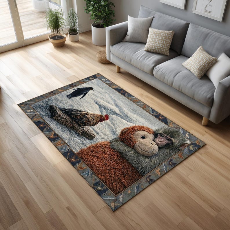 Viral Meme Animal Area Rug, Plush Pop Art Living Room Carpet - Etsy