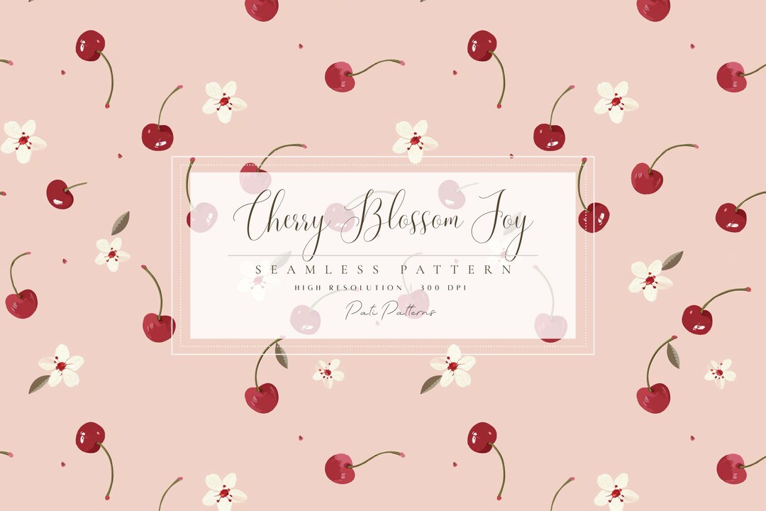 Watercolor Pink Cherry Seamless Pattern - Cherry Digital Paper ...