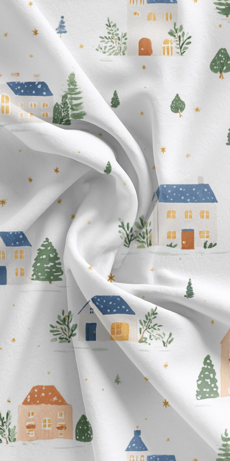 Christmas Winter Village Seamless Pattern PNG, Cozy Snowy Houses ...