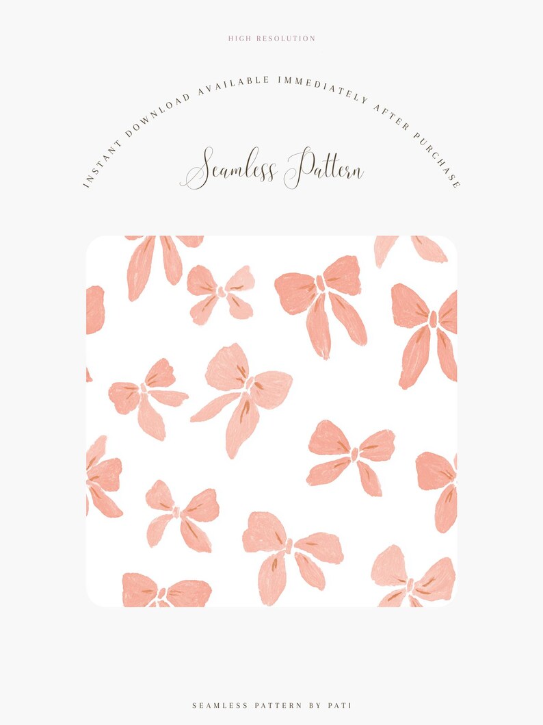 Soft Pink Bows Seamless Pattern PNG, Fast Download, Commercial Use ...