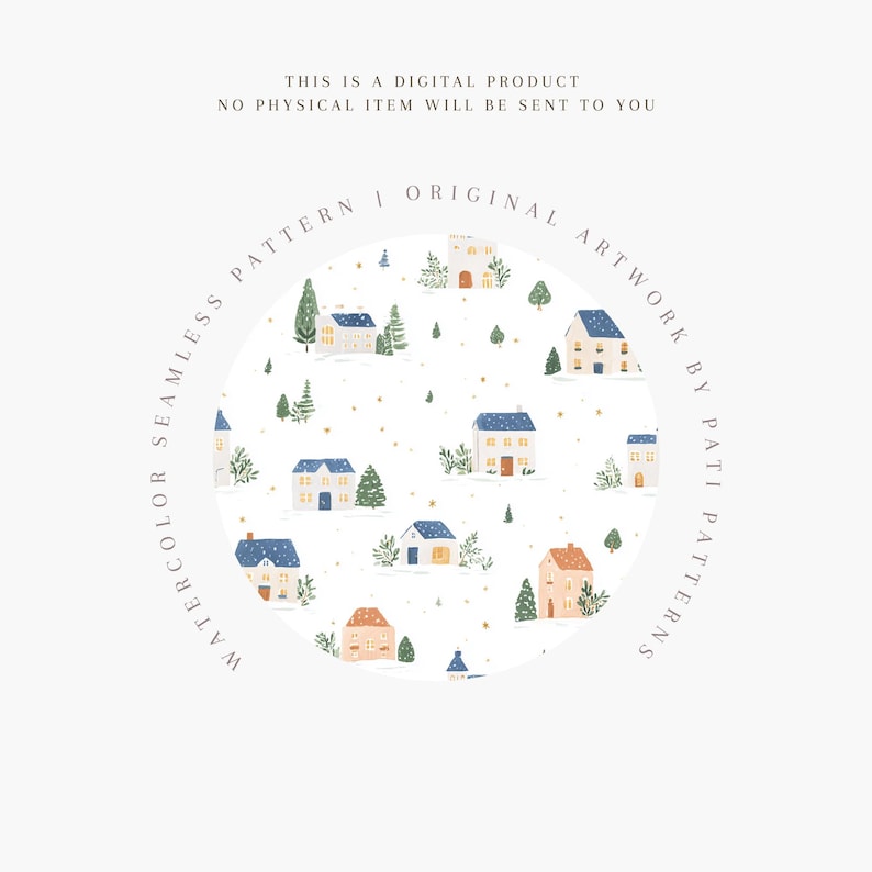Christmas Winter Village Seamless Pattern PNG, Cozy Snowy Houses ...